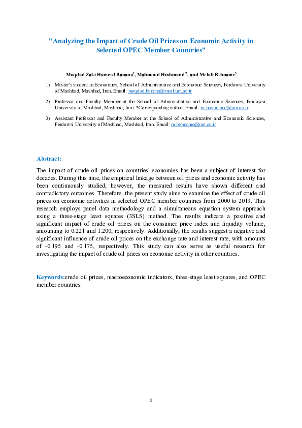 (DOC) Analyzing the Impact of Crude Oil Prices on Economic Activity in ...