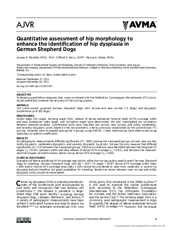 (PDF) Quantitative assessment of hip morphology to enhance the ...