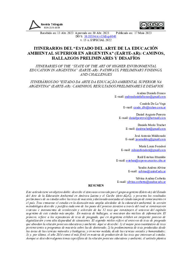 Pdf Itinerarios Del Estado Del Arte De La EducaciÓn Ambiental
