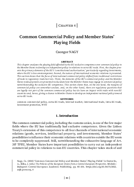 (PDF) Common Commercial Policy and Member States’ Playing Fields