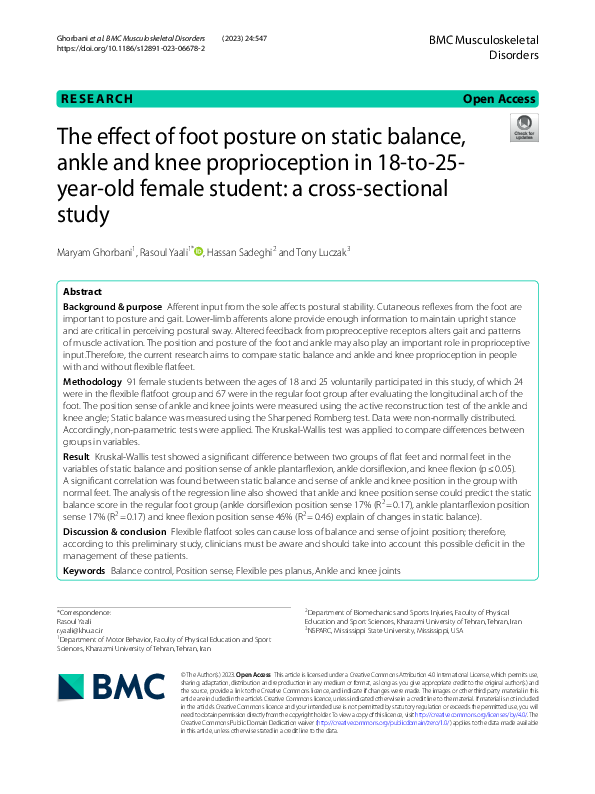 (PDF) The effect of foot posture on static balance, ankle and knee ...