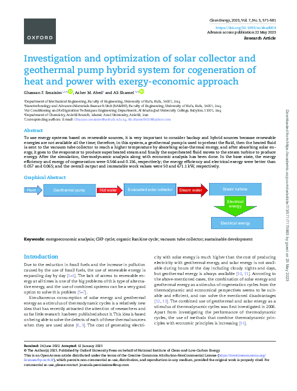 (PDF) Investigation and optimization of solar collector and geothermal ...