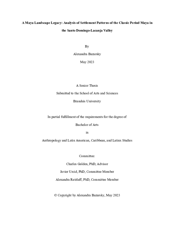 (PDF) A Maya Landscape Legacy: Analysis of Settlement Patterns of the ...