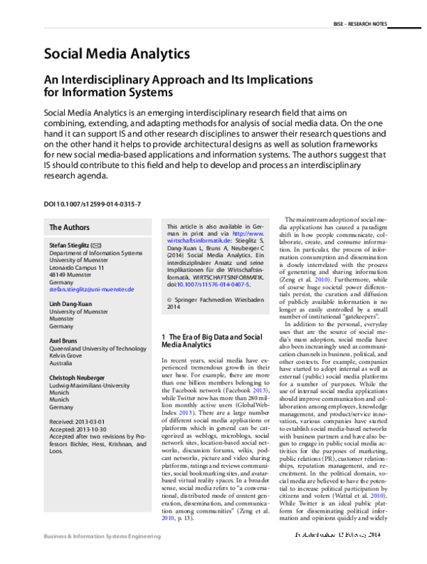 (PDF) Social Media Analytics
