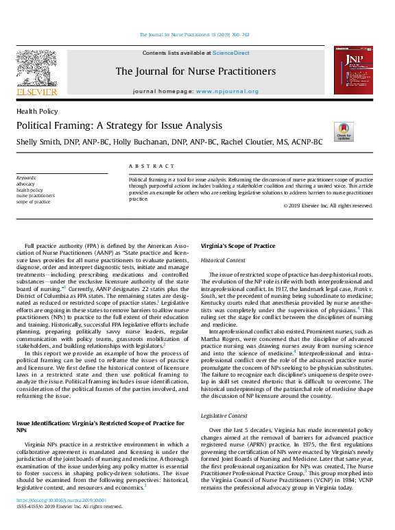 (PDF) Political Framing: A Strategy for Issue Analysis