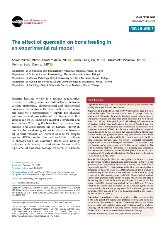 (PDF) The effect of quercetin on bone healing in an experimental rat model