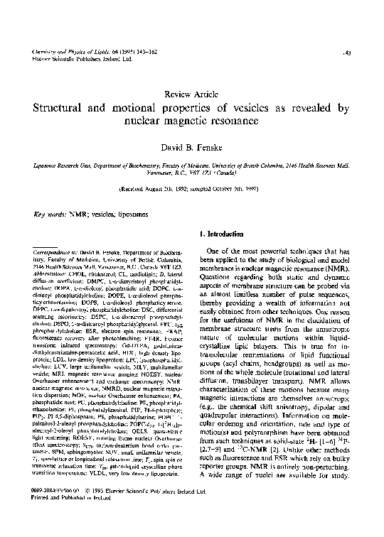 (PDF) Structural and motional properties of vesicles as revealed by ...