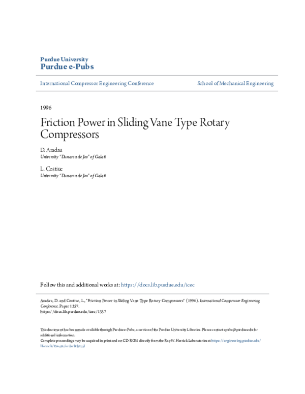 (PDF) Friction Power in Sliding Vane Type Rotary Compressors