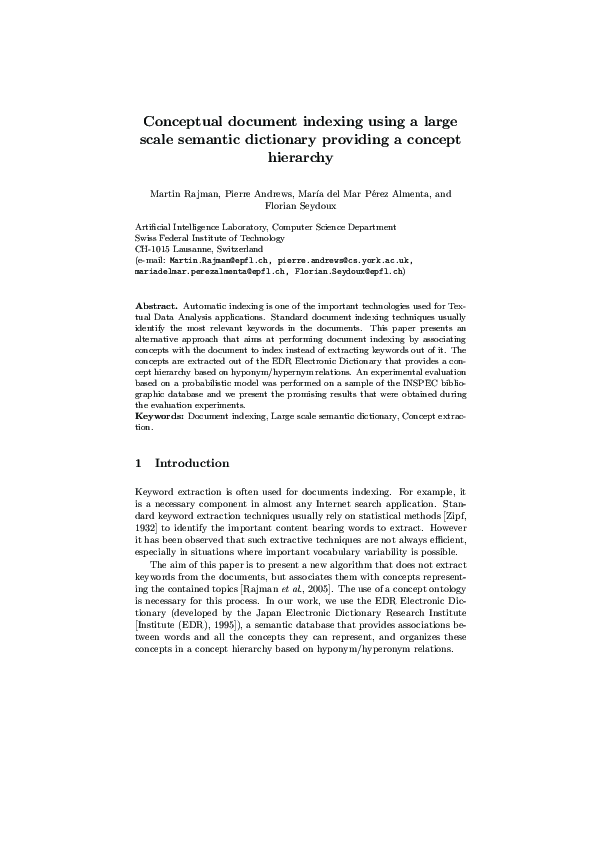 Pdf Conceptual Document Indexing Using A Large Scale Semantic