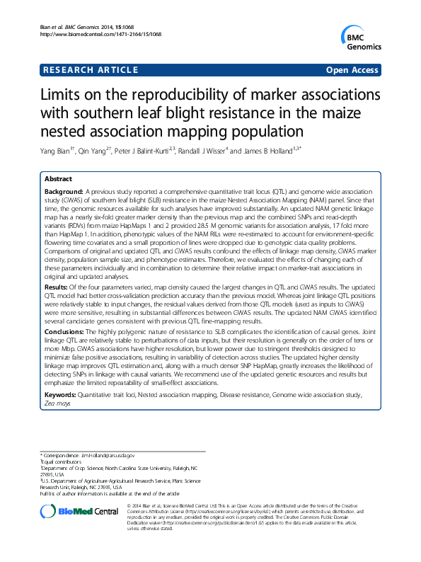 (PDF) Limits on the reproducibility of marker associations with ...