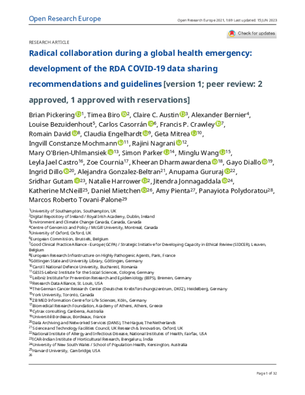 (PDF) Radical collaboration during a global health emergency ...