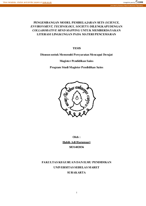 (PDF) Pengembangan Model Pembelajaran SETS (Scince, Environment, Technology, Society) Dilengkapi ...