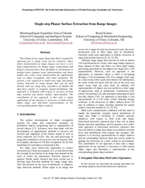 (PDF) Single-step planar surface extraction from range images