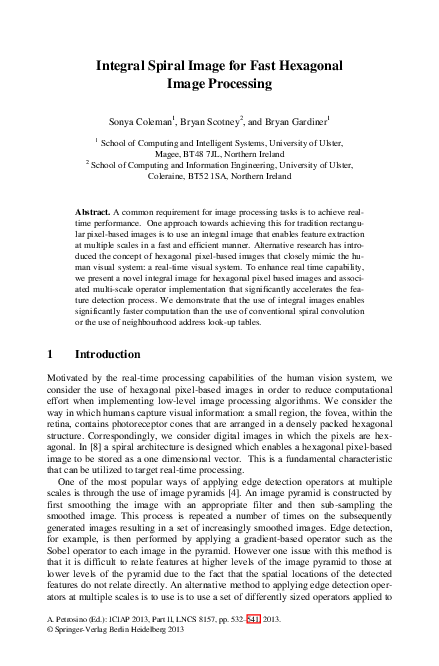 (PDF) Integral Spiral Image for Fast Hexagonal Image Processing