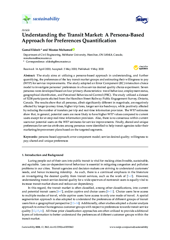 (PDF) Understanding the Transit Market: A Persona-Based Approach for ...