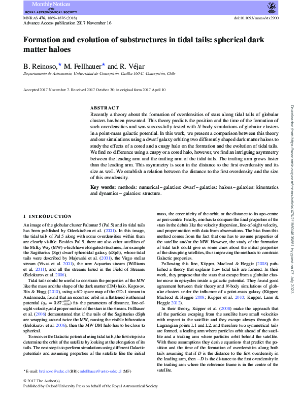 (PDF) Formation and evolution of substructures in tidal tails ...