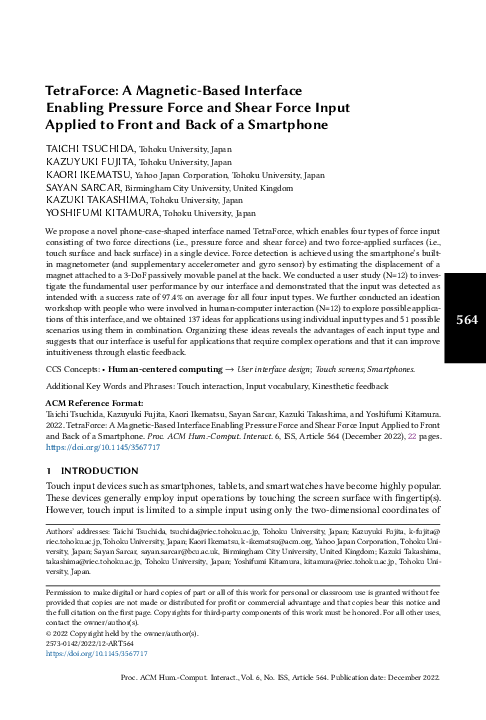 (PDF) TetraForce: A Magnetic-Based Interface Enabling Pressure Force ...