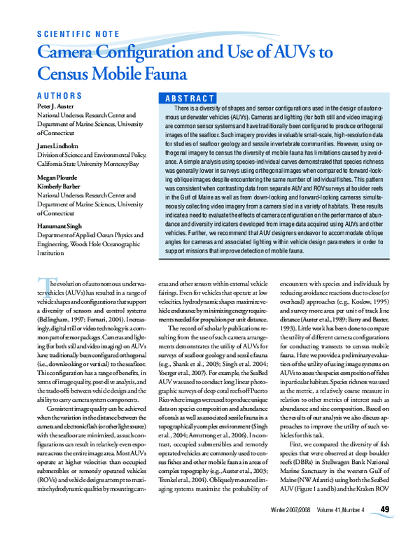 (PDF) Camera Configuration and Use of AUVs to Census Mobile Fauna