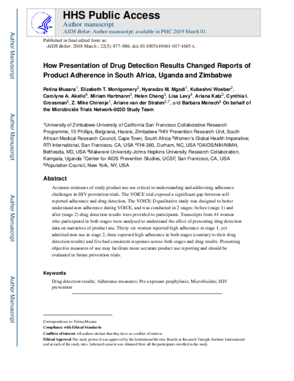 (PDF) How Presentation of Drug Detection Results Changed Reports of ...