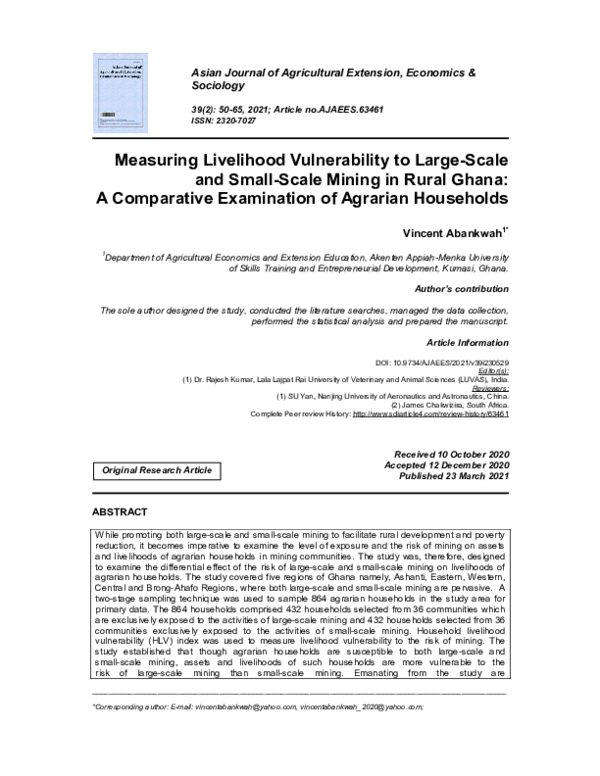 (PDF) Measuring Livelihood Vulnerability to Large-Scale and Small-Scale ...