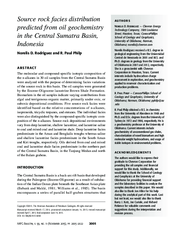 (PDF) Source rock facies distribution predicted from oil geochemistry ...