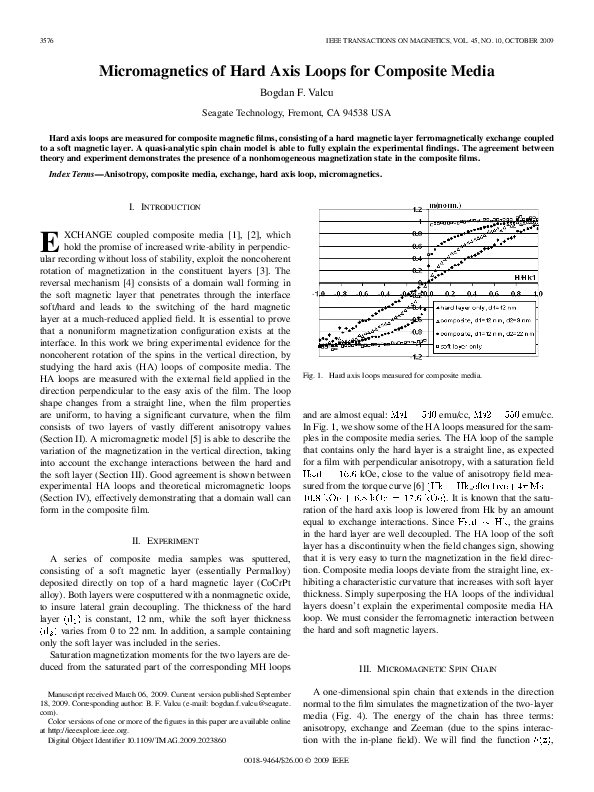 (PDF) Micromagnetics of Hard Axis Loops for Composite Media | Bogdan Valcu - Academia.edu