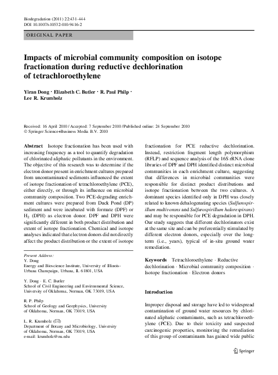 (PDF) Impacts of microbial community composition on isotope ...