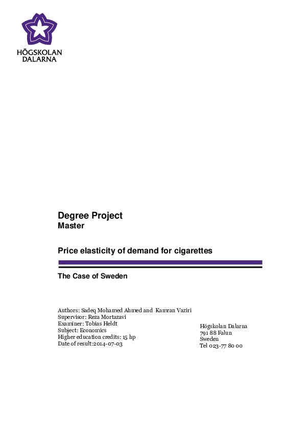 (PDF) Price elasticity of demand for cigarettes : The Case of Sweden ...
