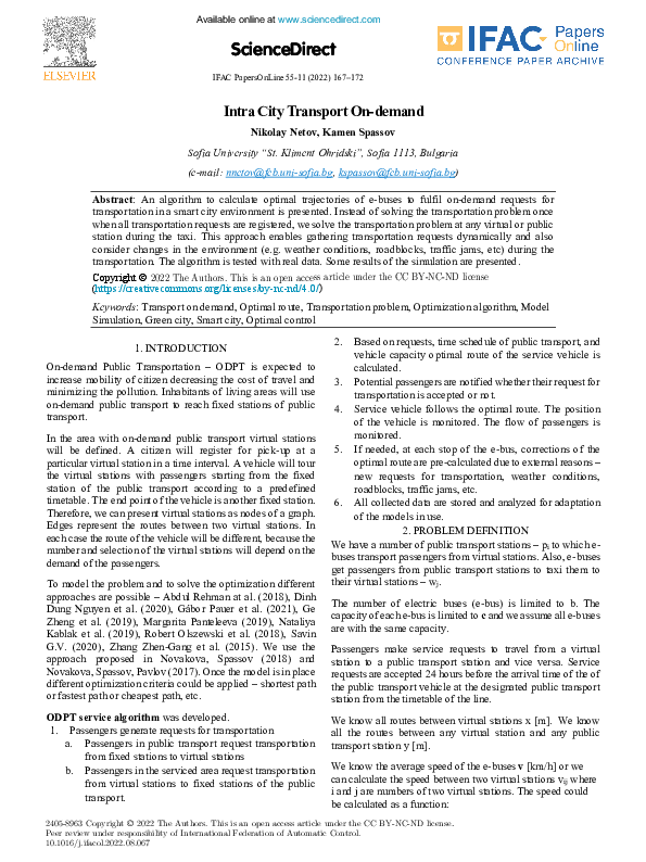 (PDF) Intra City Transport On-demand