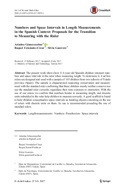 (PDF) Numbers and Space Intervals in Length Measurements in the Spanish ...
