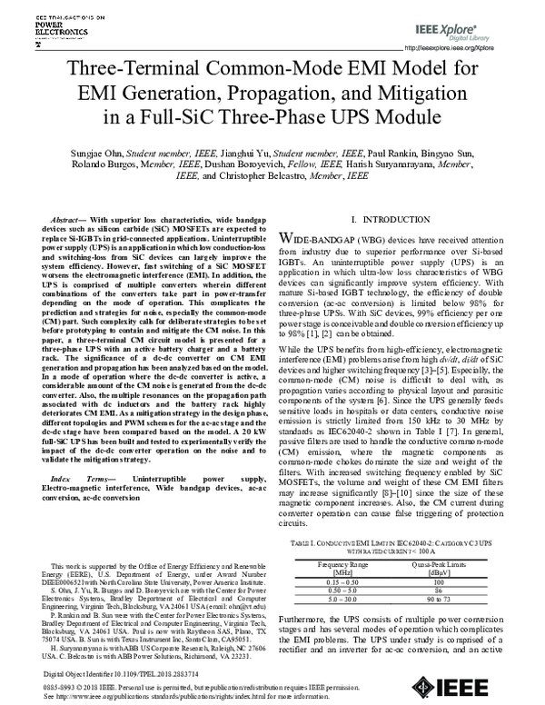 (PDF) Three-Terminal Common-Mode EMI Model for EMI Generation ...