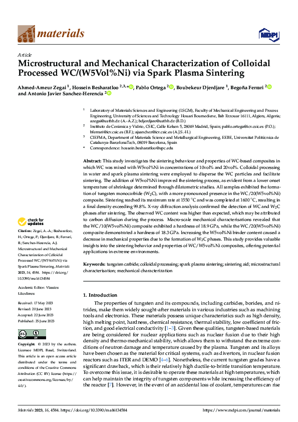 (PDF) Microstructural and Mechanical Characterization of Colloidal Processed WC/(W5Vol%Ni) via ...