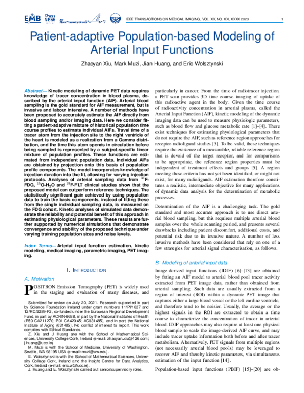 (PDF) Patient-adaptive Population-based Modeling of Arterial Input Functions