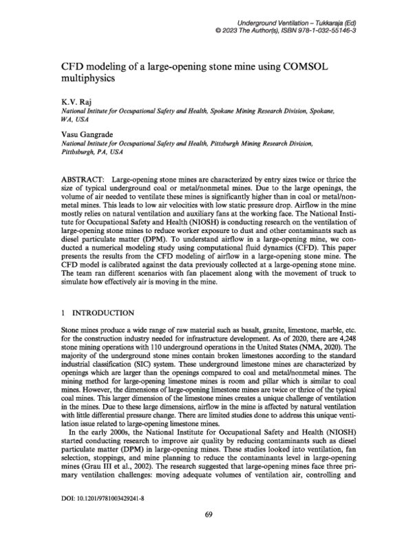 (PDF) CFD Modeling of a Large-Opening Stone Mine using COMSOL Multiphysics