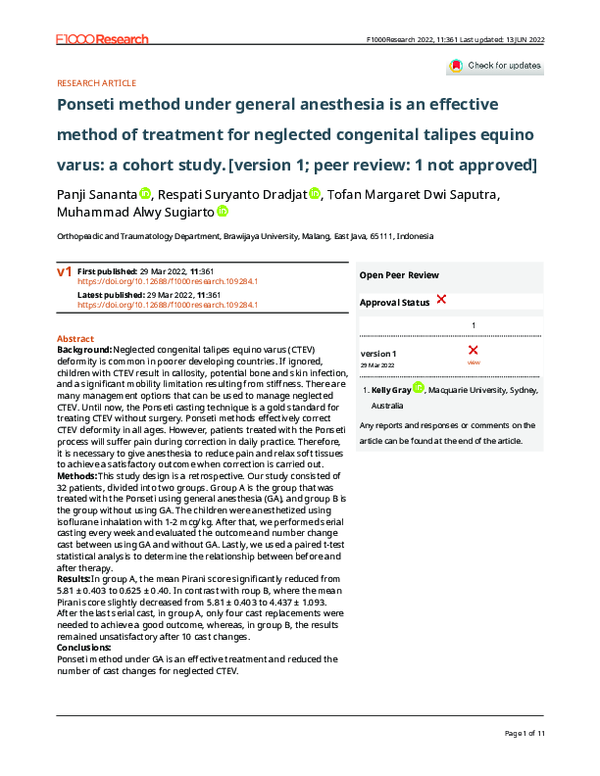(PDF) Ponseti method under general anesthesia is an effective method of ...