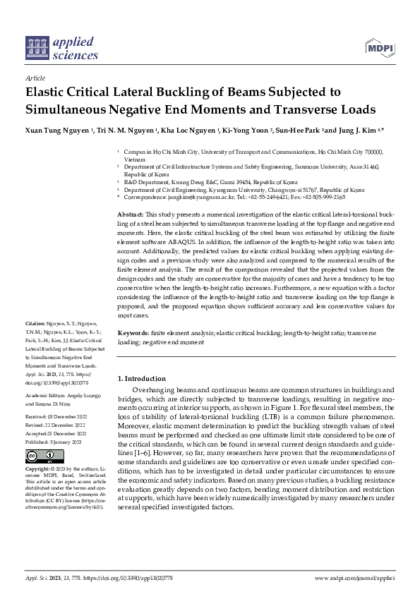 (PDF) Elastic Critical Lateral Buckling of Beams Subjected to Simultaneous Negative End Moments ...