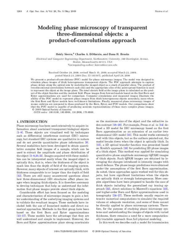 (PDF) Modeling phase microscopy of transparent three-dimensional objects: a product-of ...