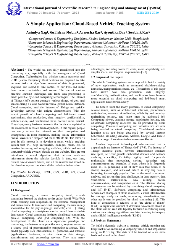(PDF) A Simple Application: Cloud-Based Vehicle Tracking System