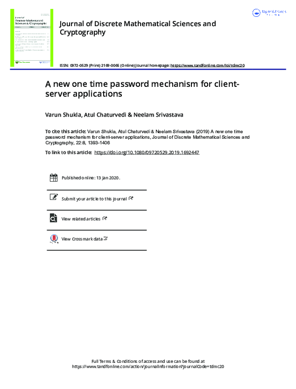 (PDF) A new one time password mechanism for client-server applications