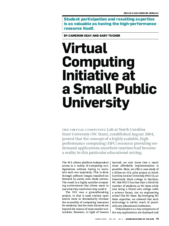 (PDF) Virtual computing initiative at a small public university