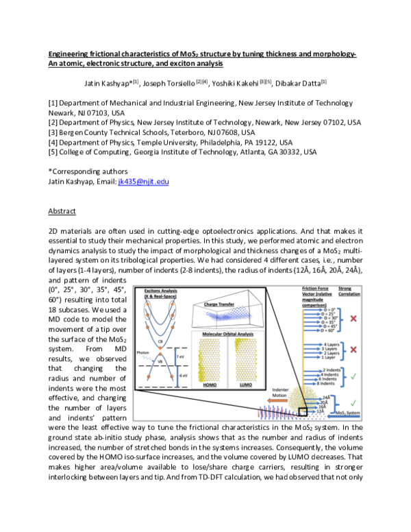 (PDF) Engineering frictional characteristics of MoS2 structure by ...