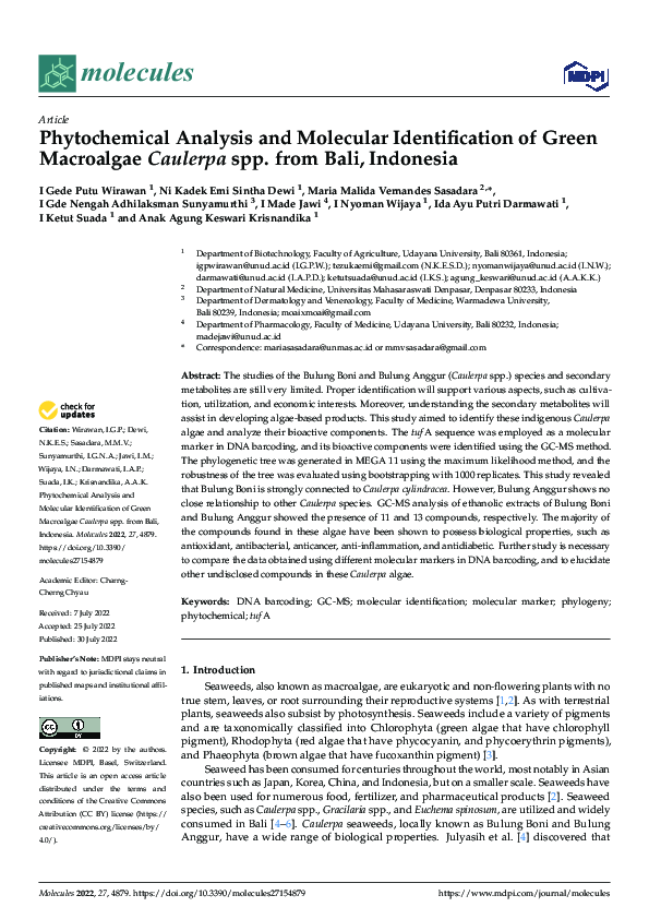 (PDF) Phytochemical Analysis and Molecular Identification of Green ...