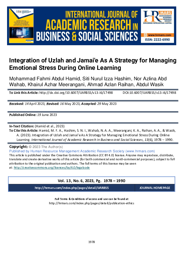 (PDF) Integration of Uzlah and Jamai'e As A Strategy for Managing ...