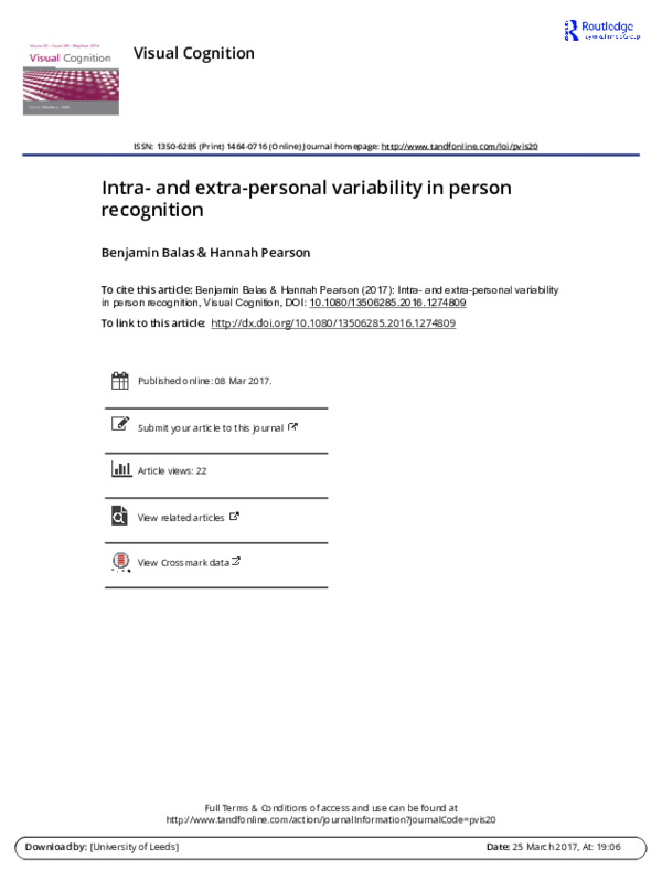 (PDF) Intra- and extra-personal variability in person recognition