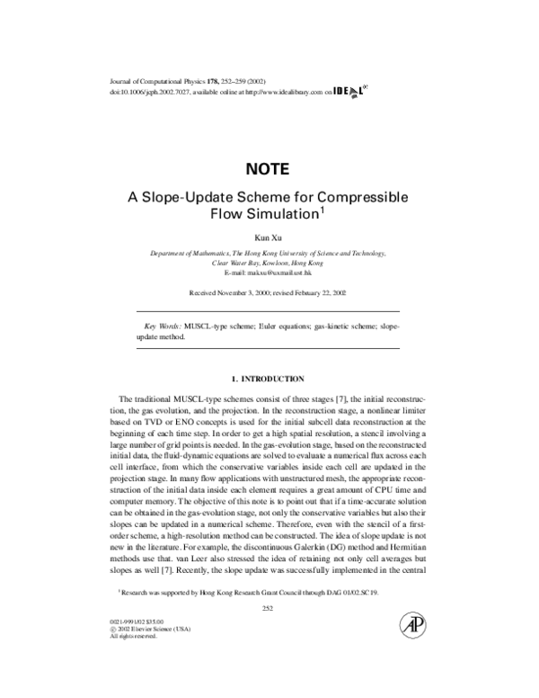 (PDF) A Slope-Update Scheme for Compressible Flow Simulation