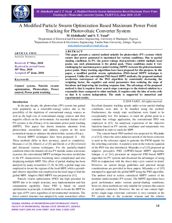 (PDF) A modified particle swarm optimization based maximum power point ...