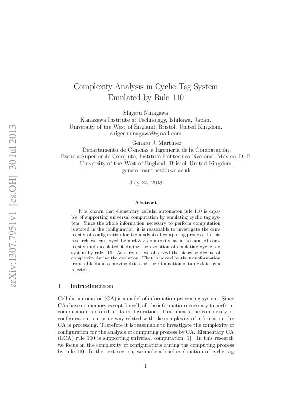 (PDF) Complexity Analysis in Cyclic Tag System