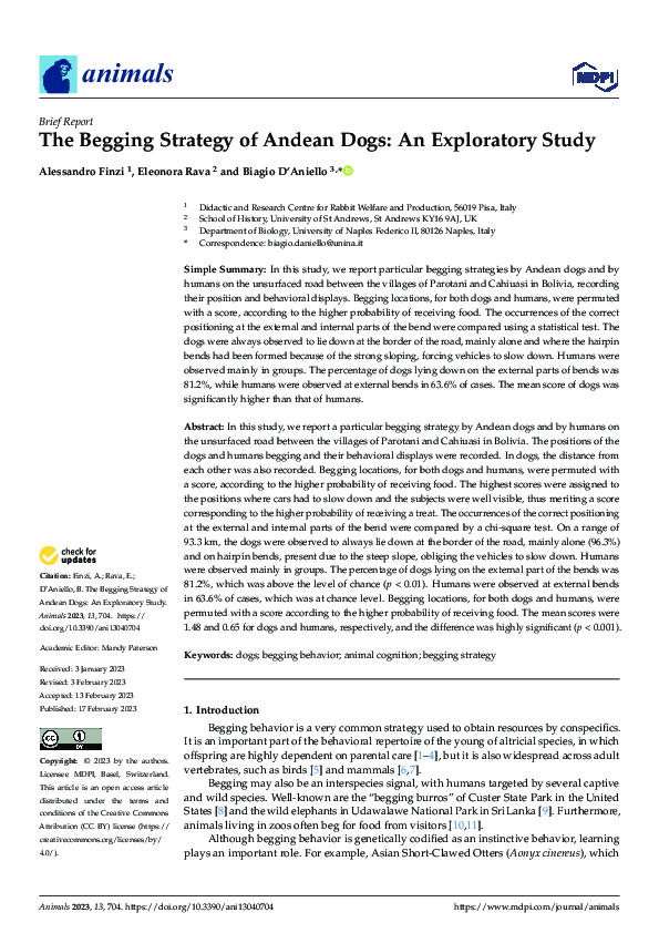 (PDF) The Begging Strategy of Andean Dogs: An Exploratory Study