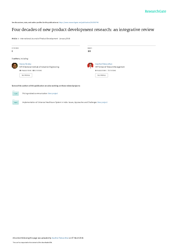 (PDF) Four decades of new product development research: an integrative ...