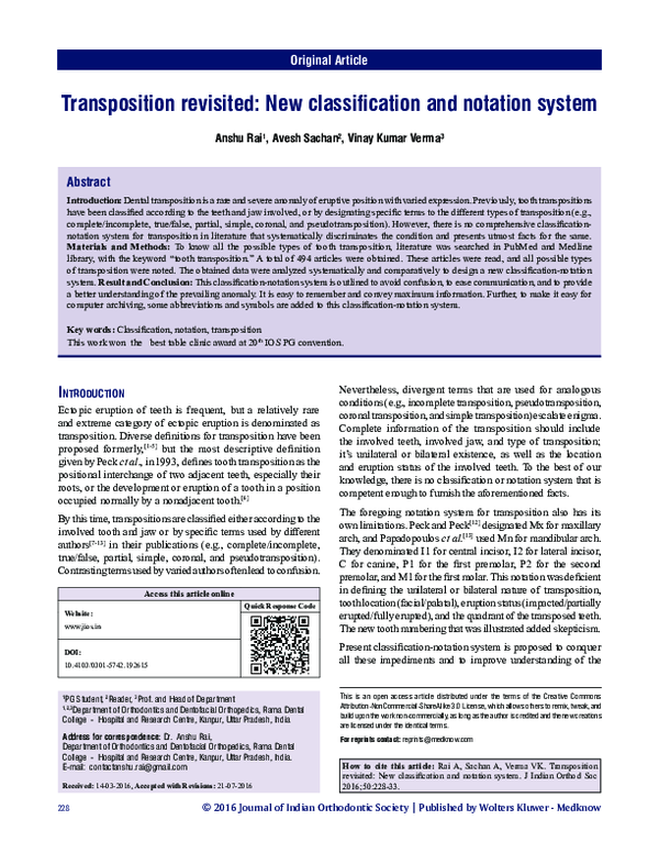 (PDF) Transposition revisited: New classification and notation system